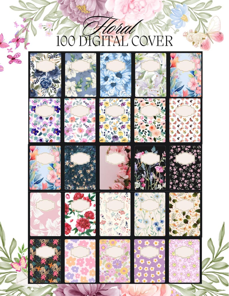 100 Floral Digital Covers Digital Notebook Covers Covers for Digital ...