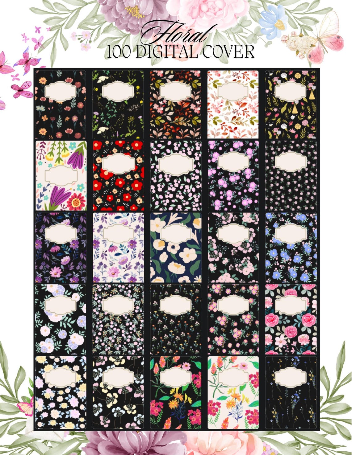 100 Floral Digital Covers Digital Notebook Covers Covers for Digital ...