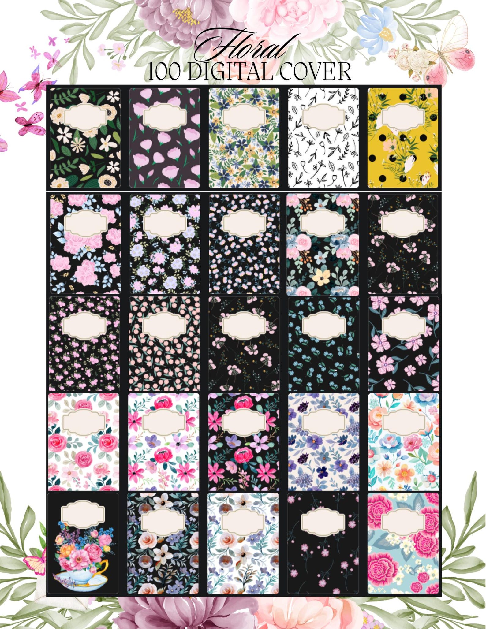 100 Floral Digital Covers Digital Notebook Covers Covers for Digital ...