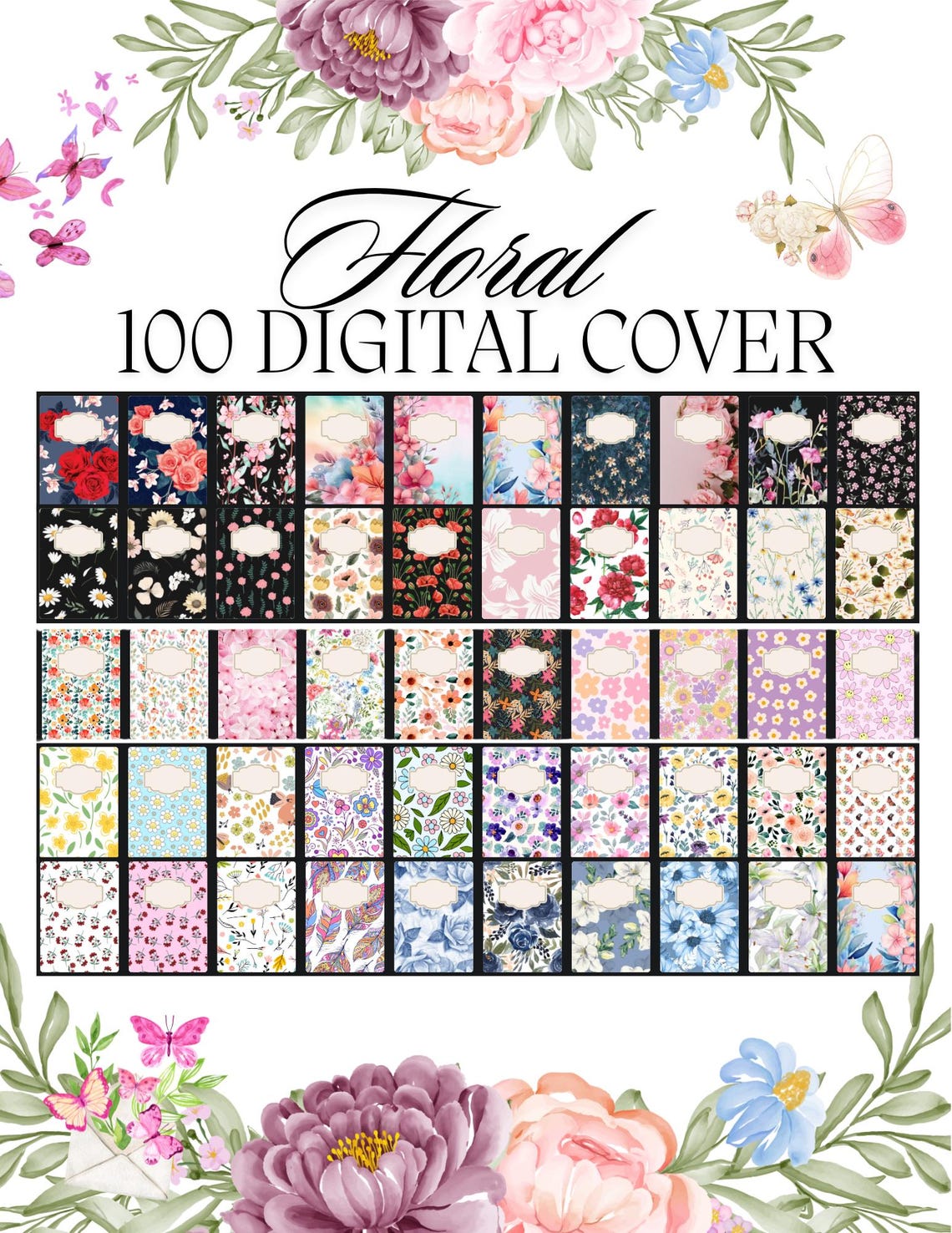 100 Floral Digital Covers Digital Notebook Covers Covers for Digital ...