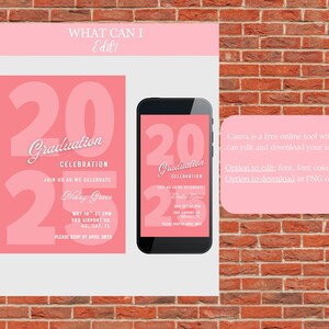 EDITABLE Pink Graduation Party Invitation TEMPLATE | Customizable ...