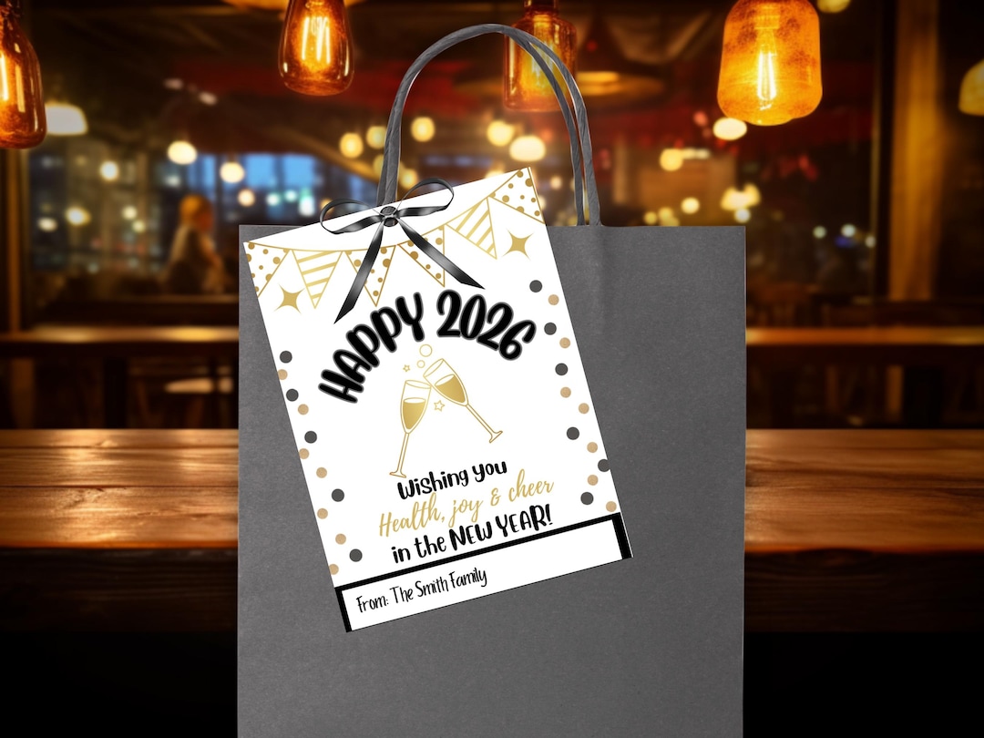 New Year's Eve Gift Tags Printable Editable | NYE Party Favor Tags ...