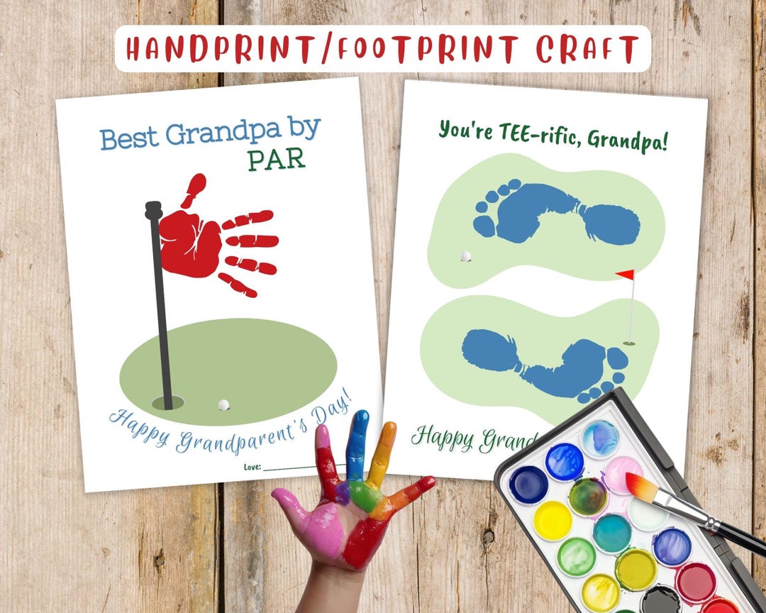 Grandparent's Day Handprint Craft: Golf Theme Gift for Grandpa (PDF ...