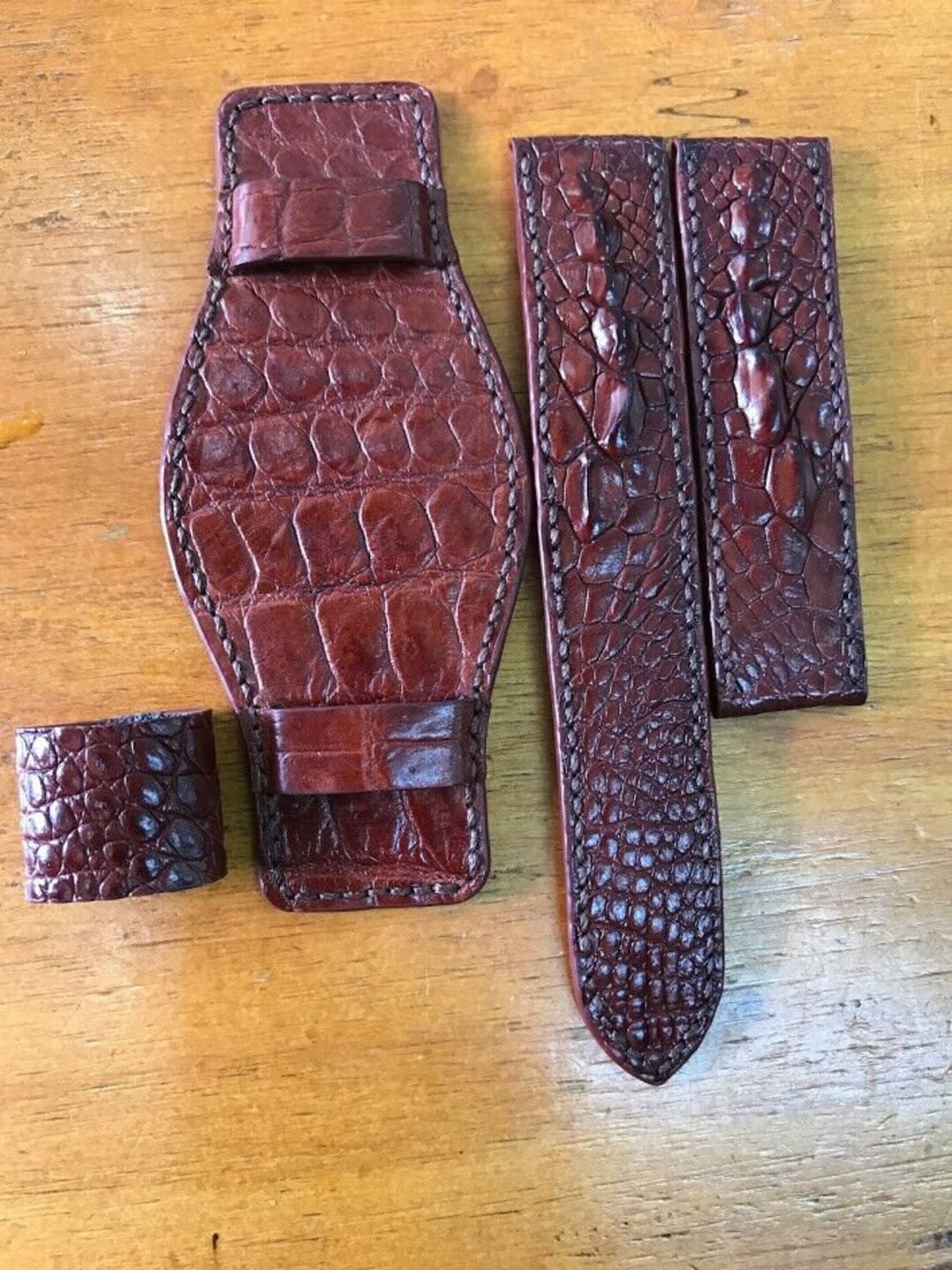 Genuine Crocodile Alligator Leg Skin Leather Watch Bund Strap Band 18mm ...
