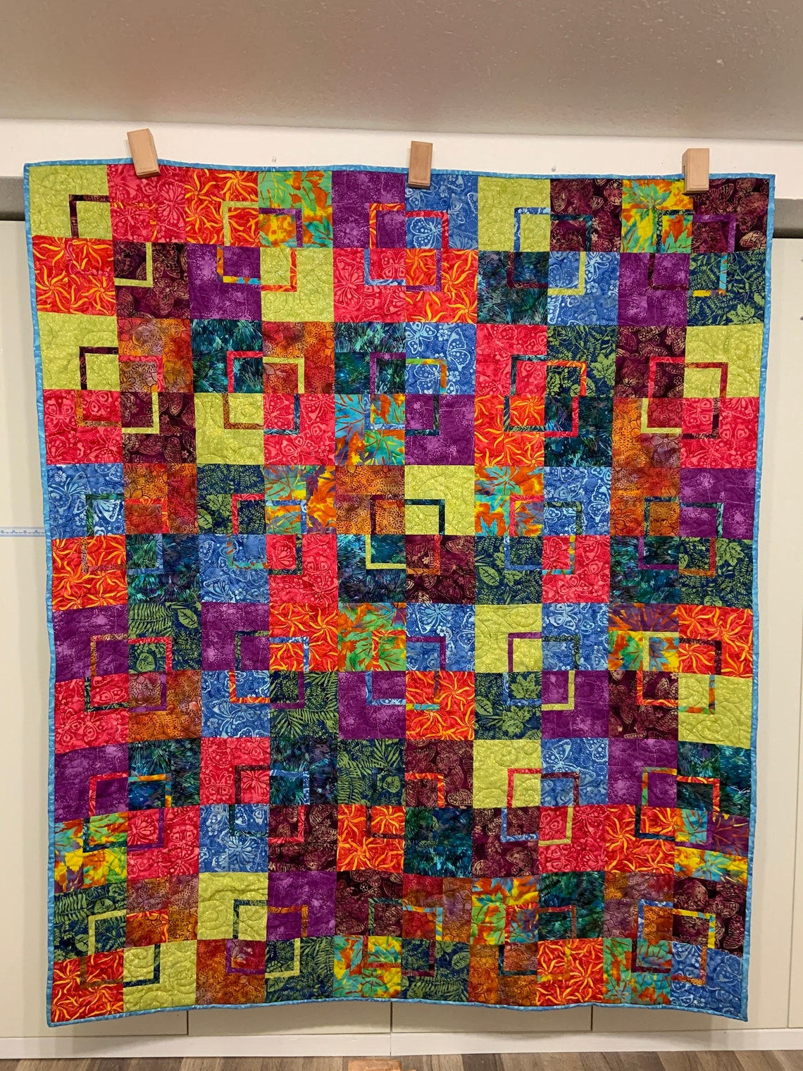Handmade"batik Boxes" Quilt - Etsy