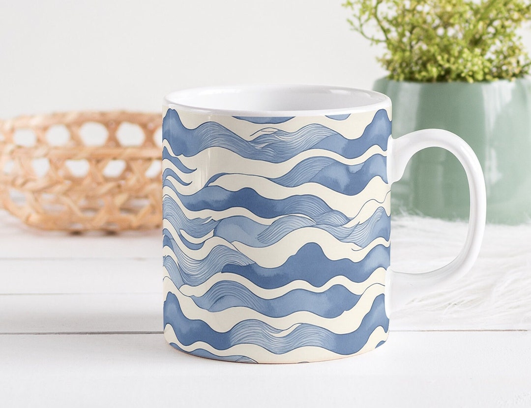 Wave Mug, Beach Ceramic Mug, Coastal Coffee Mug, Coastal Wave, Summer ...