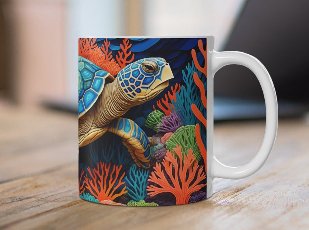 Stained Glass Turtle Coffee Mug, Turtle Gift, Mug Gift, Personalised ...