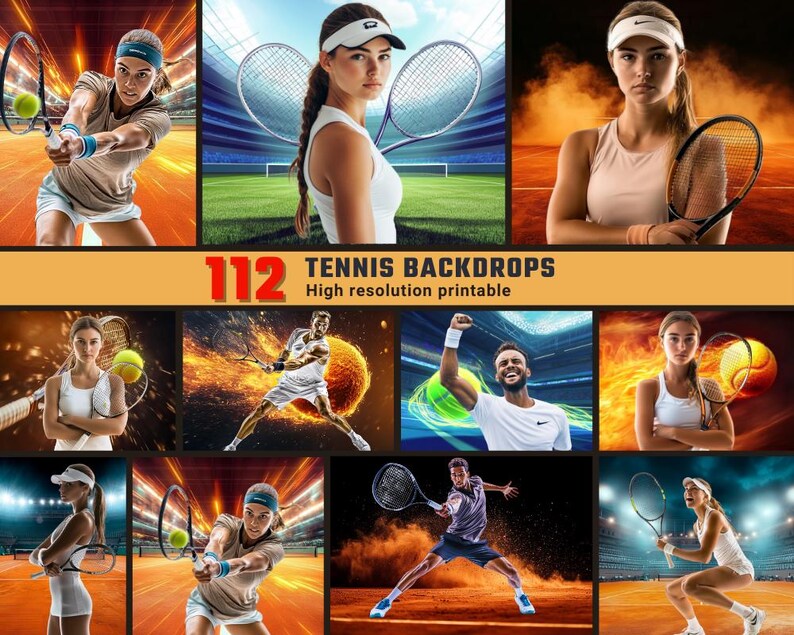 112 Tennis Court Digital Backdrops: Sports Photography Backgrounds (PDF ...
