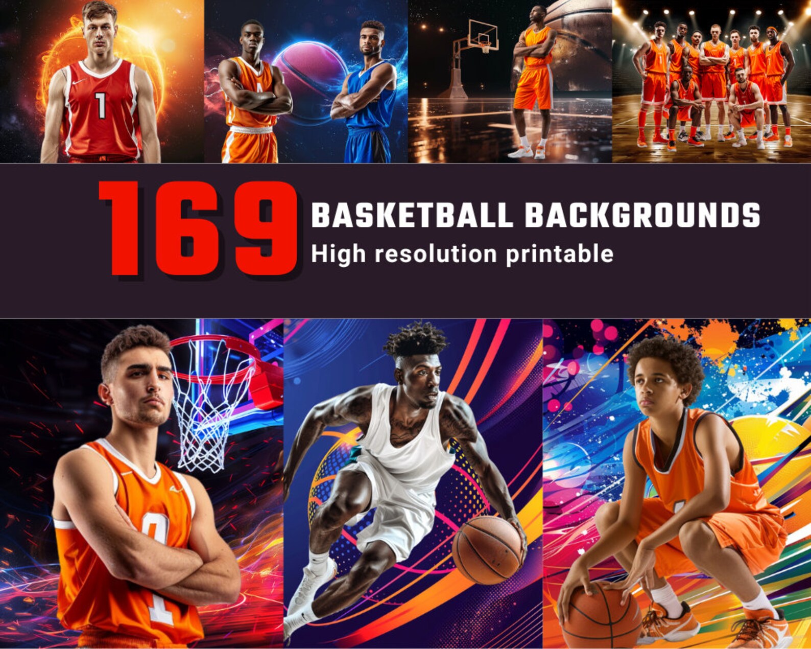 169 Basketball Digital Backdrops: Sport Banner, Poster (digital ...