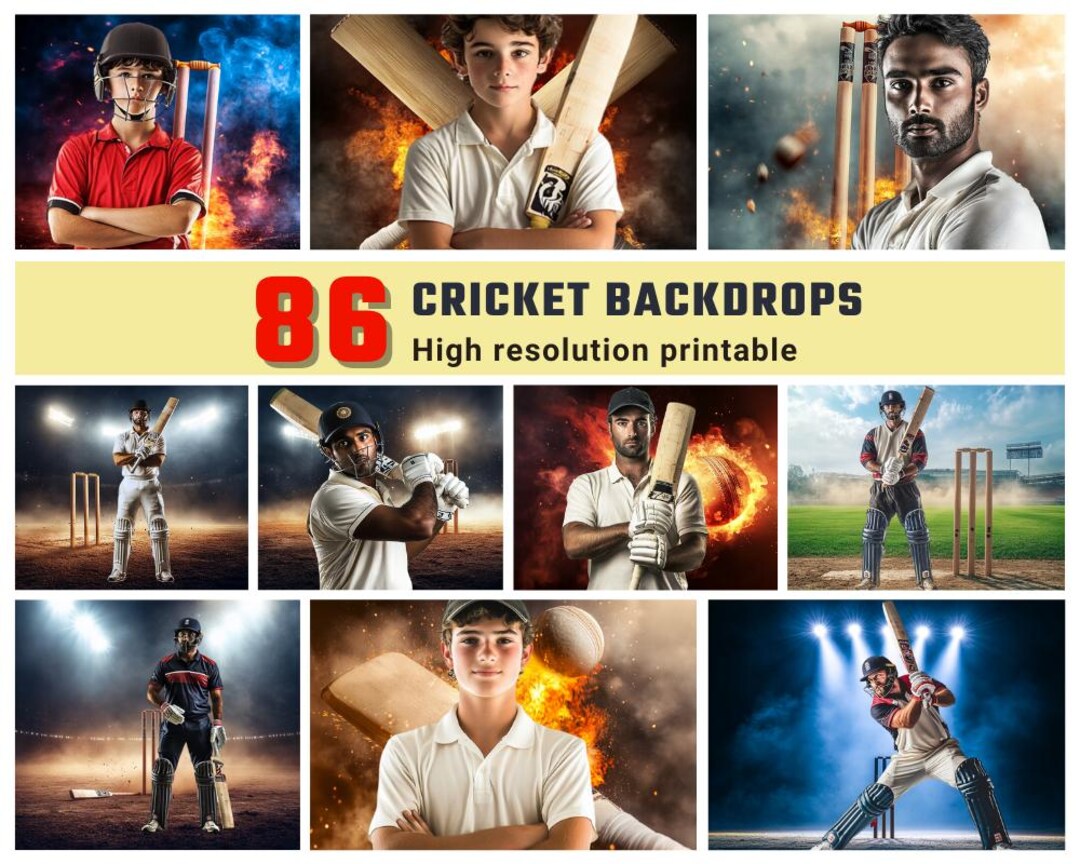 86 Cricket Photography Backdrops: Sports Portrait Templates (digital ...