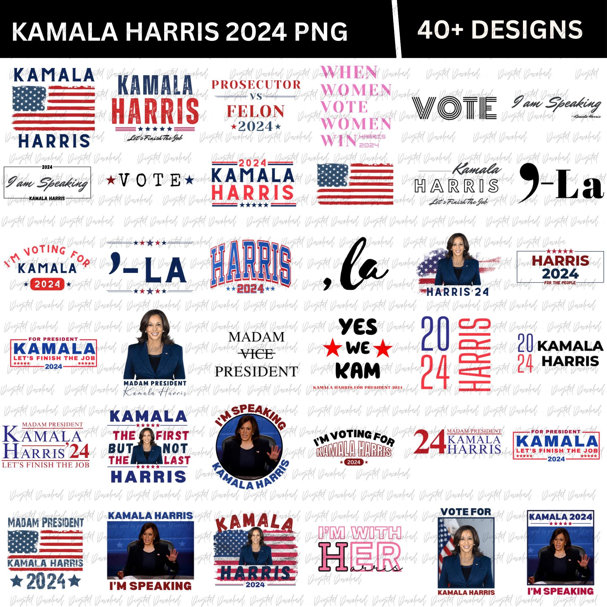 Kamala Harris 2024 Png, Kamala Harris Png Bundle for President, Madam ...