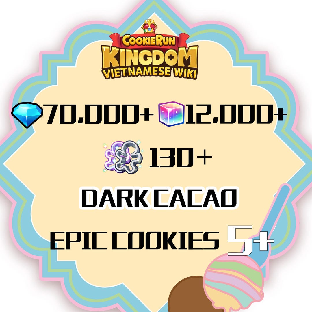 Cookie Run Kingdom Account 70000 Crystals 130 Cookie Cutters 12000 ...