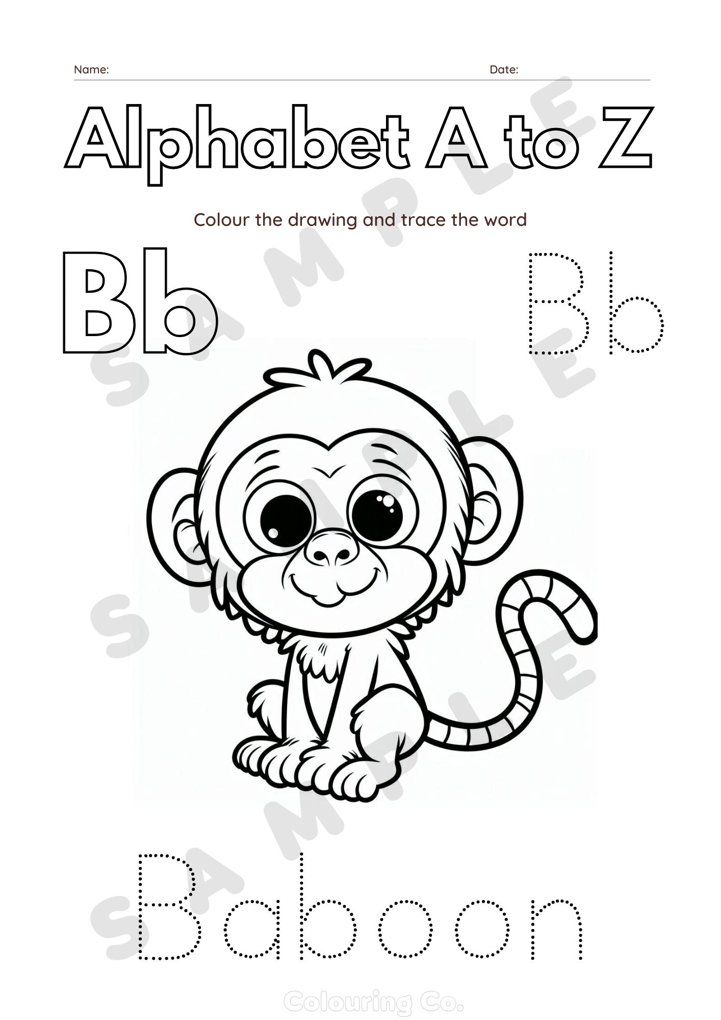 Kids Colouring Book - Animals Alphabet A to Z With Tracing Activities ...