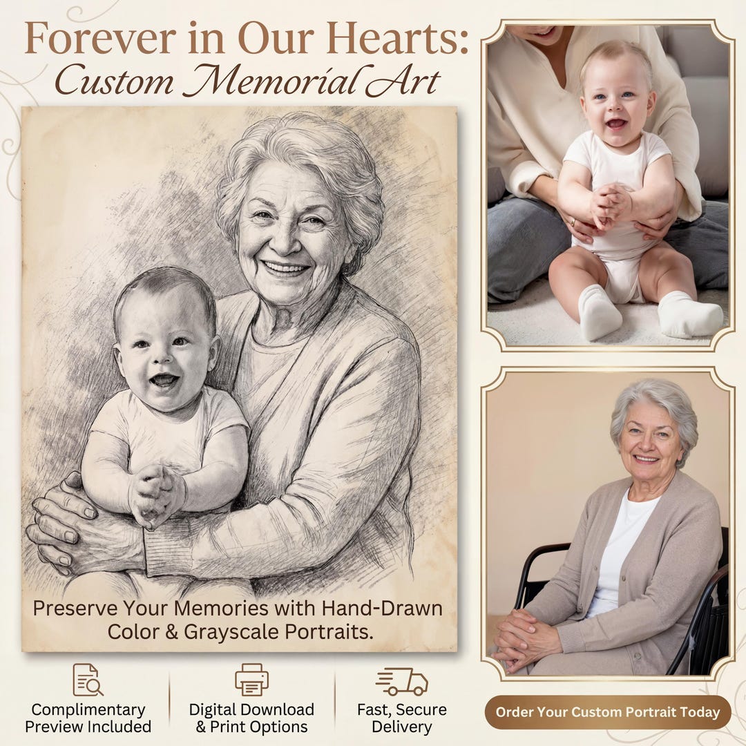 Custom Memorial Photo Merge | “together Again” Portrait |add Deceased ...