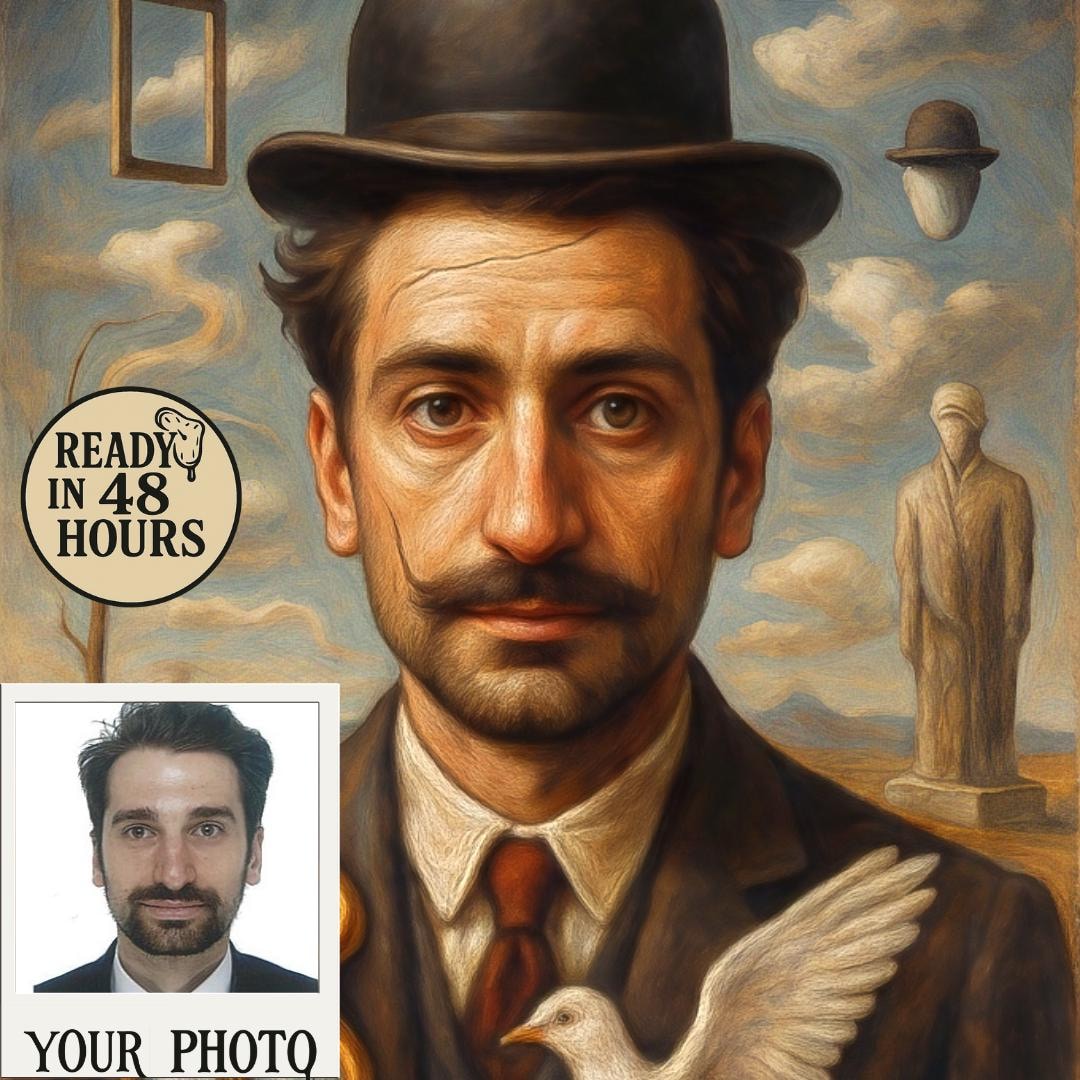 Surrealist Portrait | Dali & Magritte | Surrealist Art Gift | Custom ...