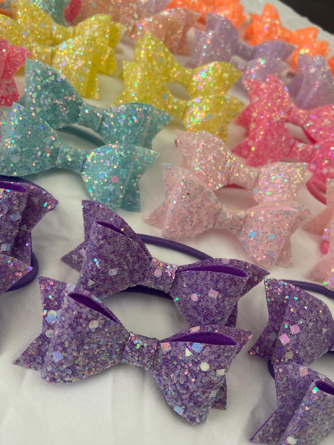Glitter Elastic Faux Small Bow - Etsy