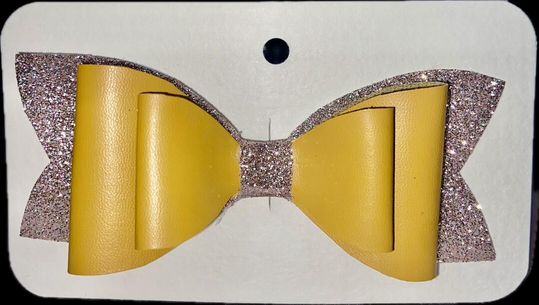 Large Sparkle Clip Leather Bow - Etsy