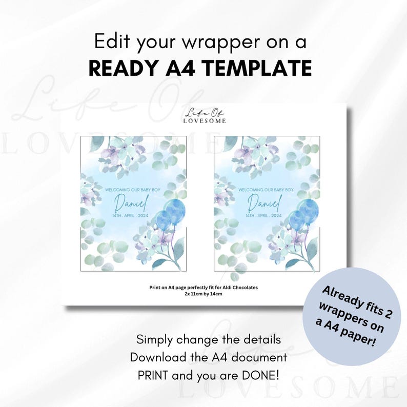 Editable ALDI Chocolate Wrapper Template Special Occasion for Baby Girl ...