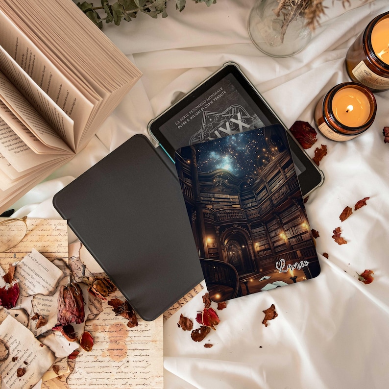 Dark Academia Library iPad Case, Personalized Book Lover Tablet Cover ...
