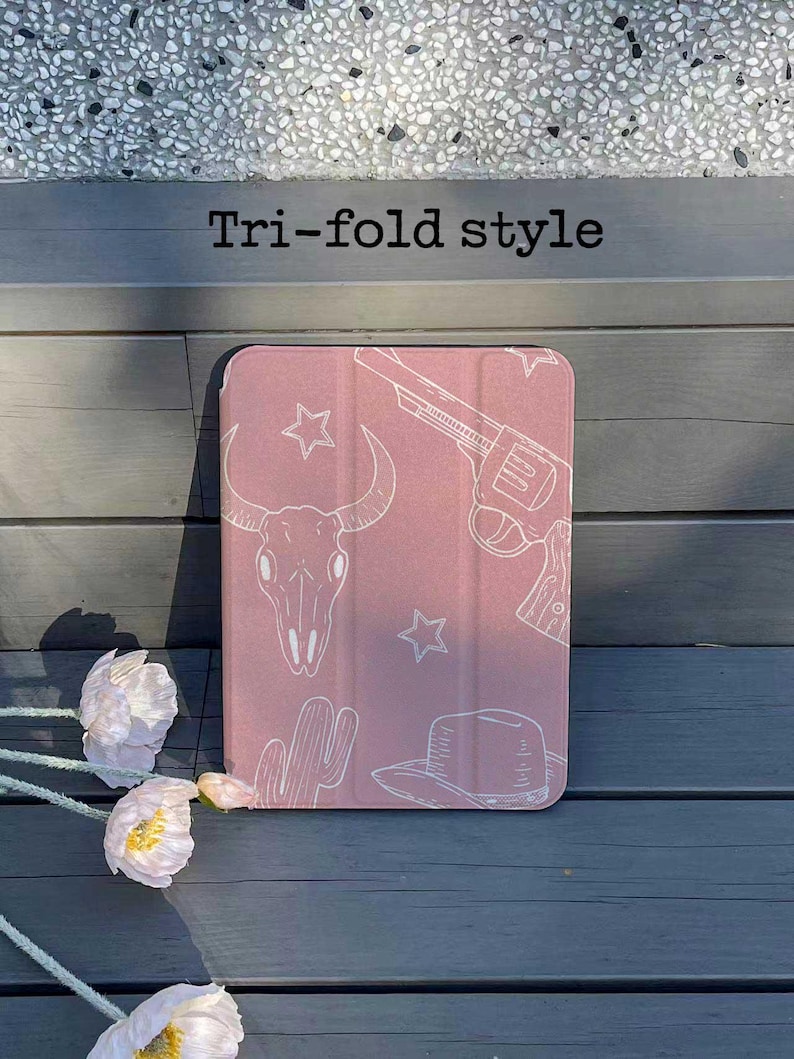 Western Cowboy iPad Case, Pink Cowgirl Tablet Cover With Skull,cactus ...