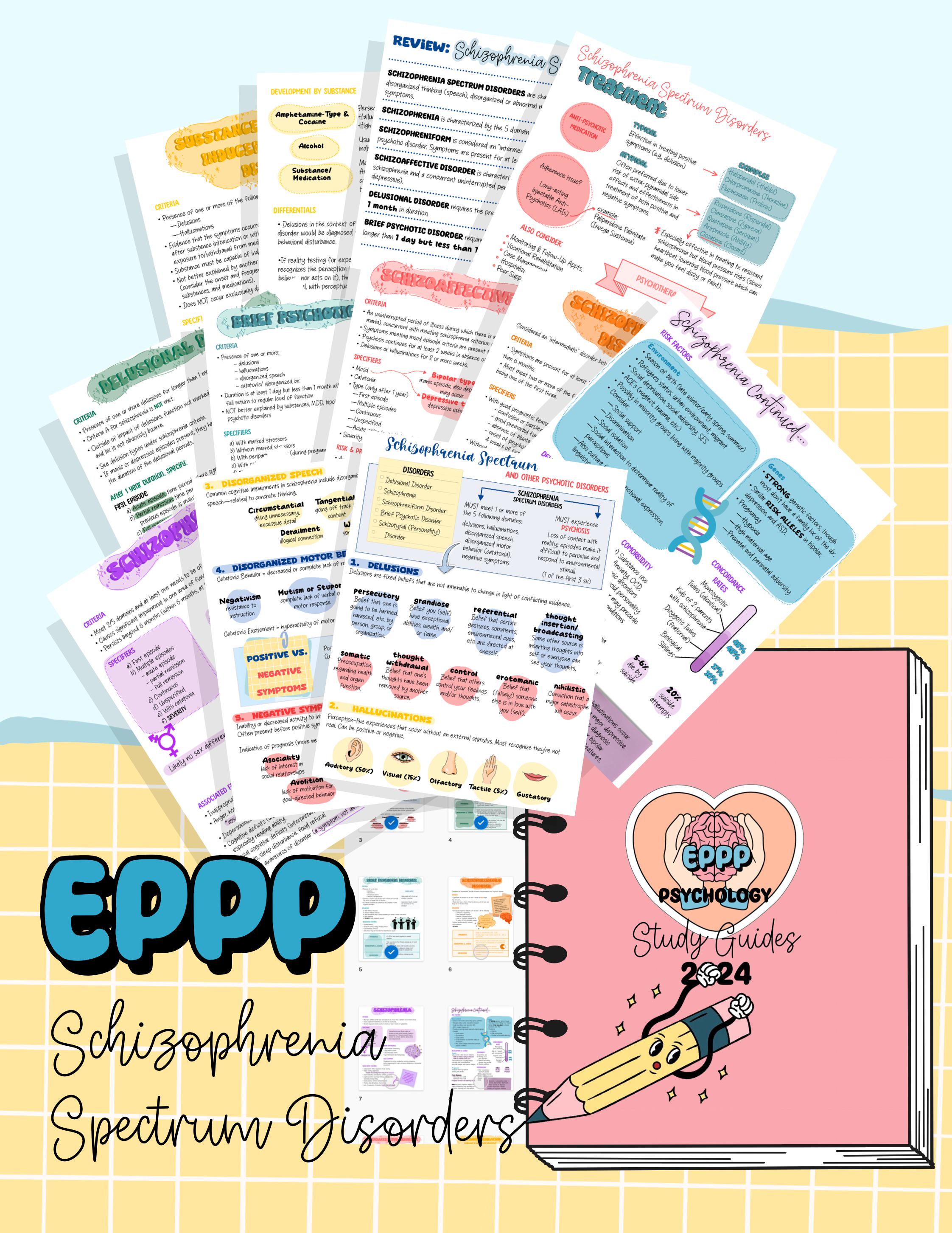 EPPP Schizophrenia Spectrum Disorders Study Guide - Etsy