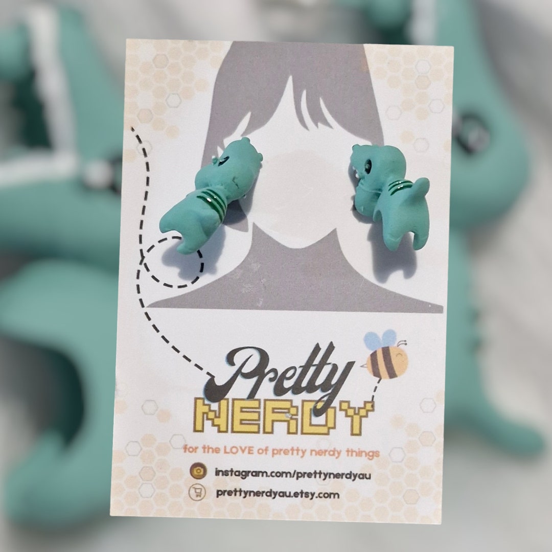 DINOBITE Dinosaur Biting Earlobe Cute, Funky, Nerdy Statement Dangle ...