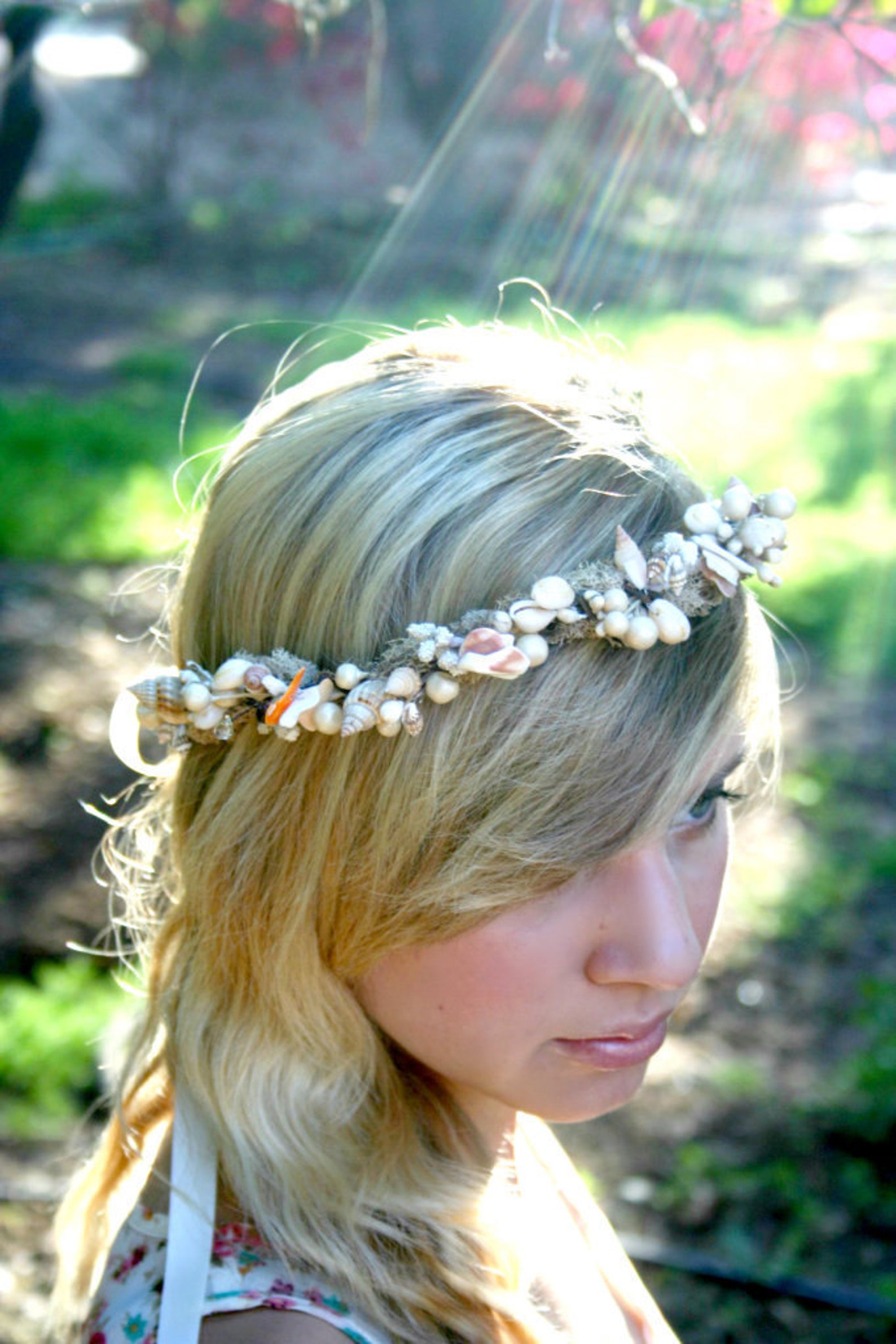 MERMAID Crown, Shell Pearl and Moss Circlet or Head Wreath Crown ...
