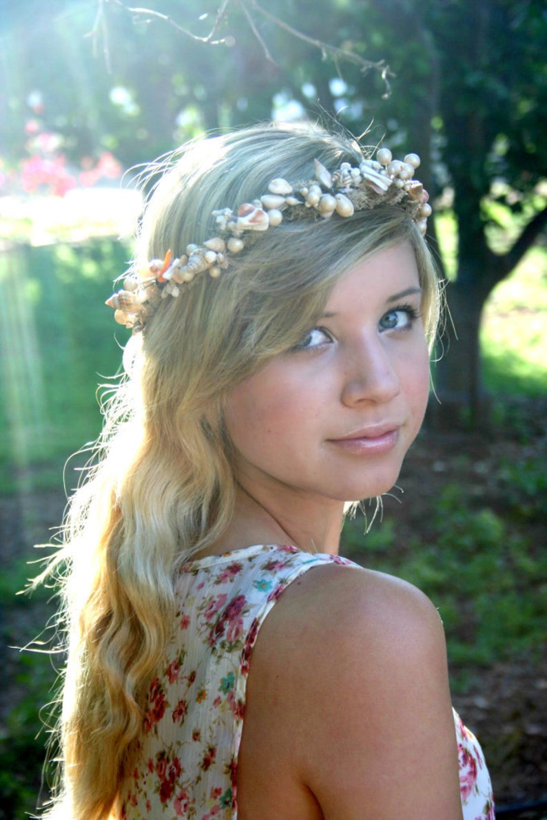 MERMAID Crown Shell Pearl and Moss Circlet or Head Wreath - Etsy