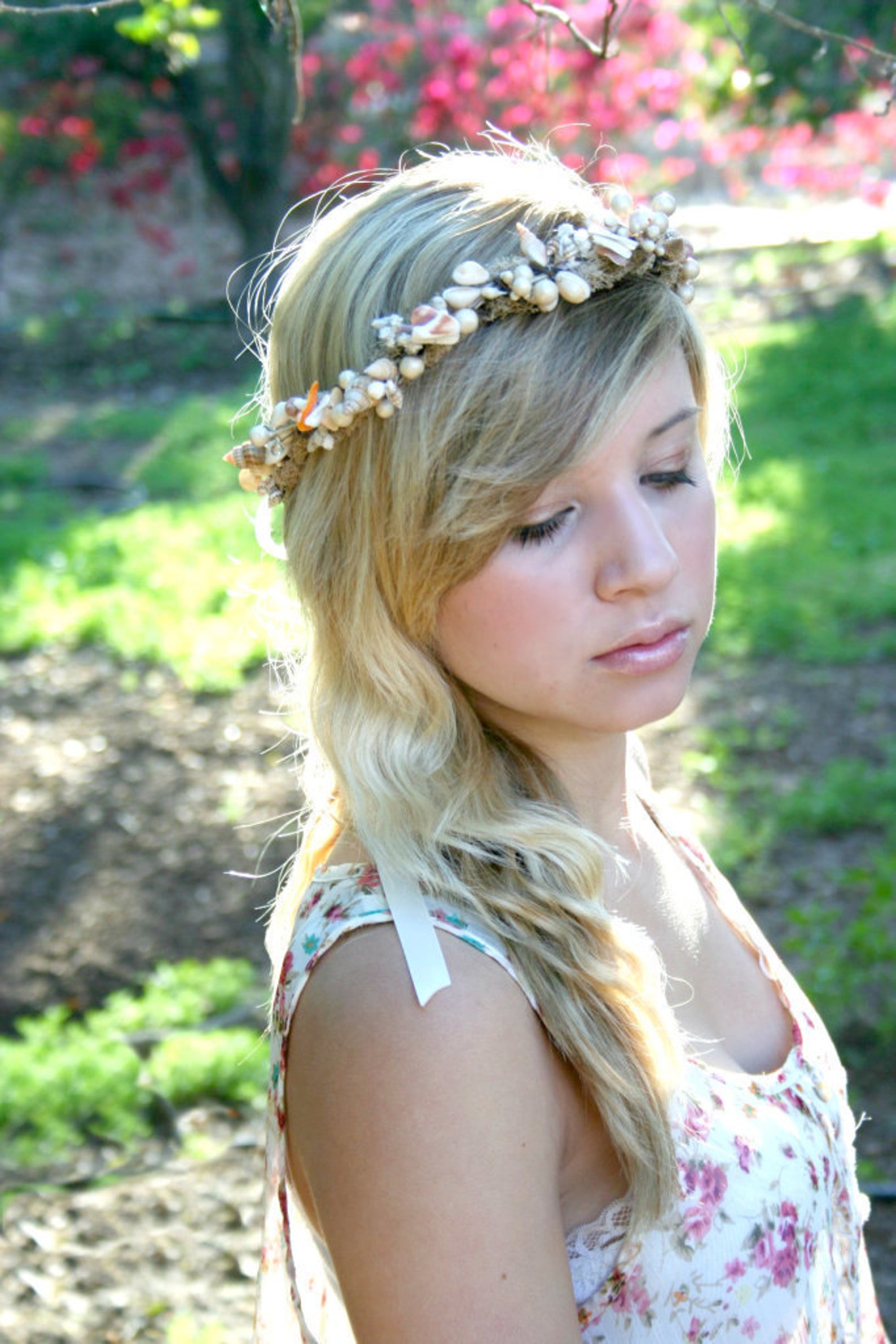 MERMAID Crown Shell Pearl and Moss Circlet or Head Wreath - Etsy