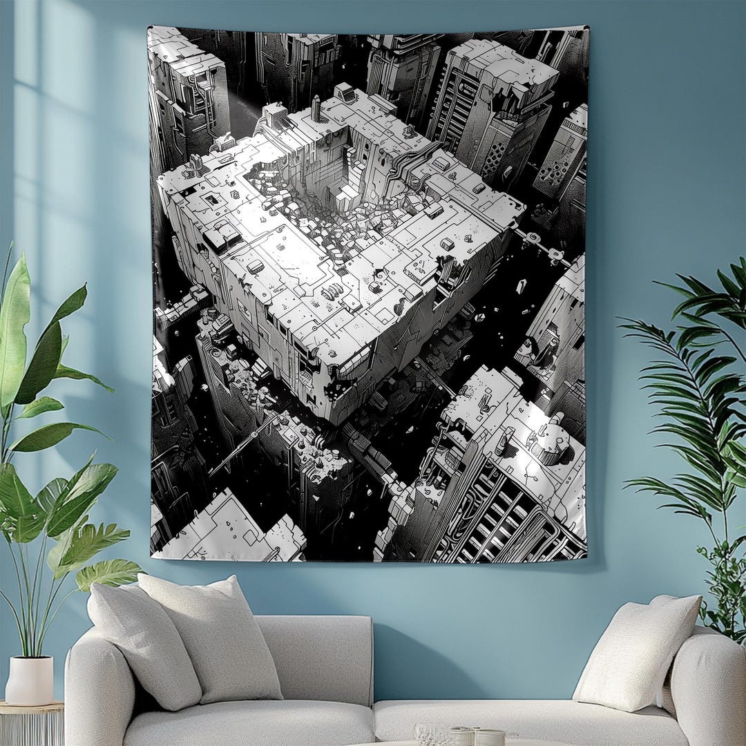 Urban Brutalism Cityscape Poster | Monochrome Ink Drawing | High Detail ...
