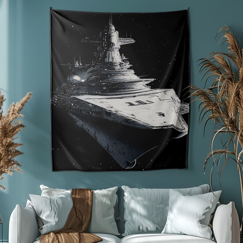 Star Destroyer Vessel | Night Sky Print | Photorealistic Retro-futurism ...