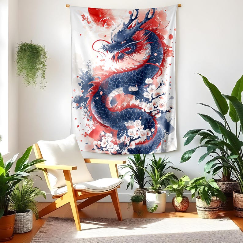 Blue Dragon | Paint Splatter | Full Moon | Maximalist Art ...