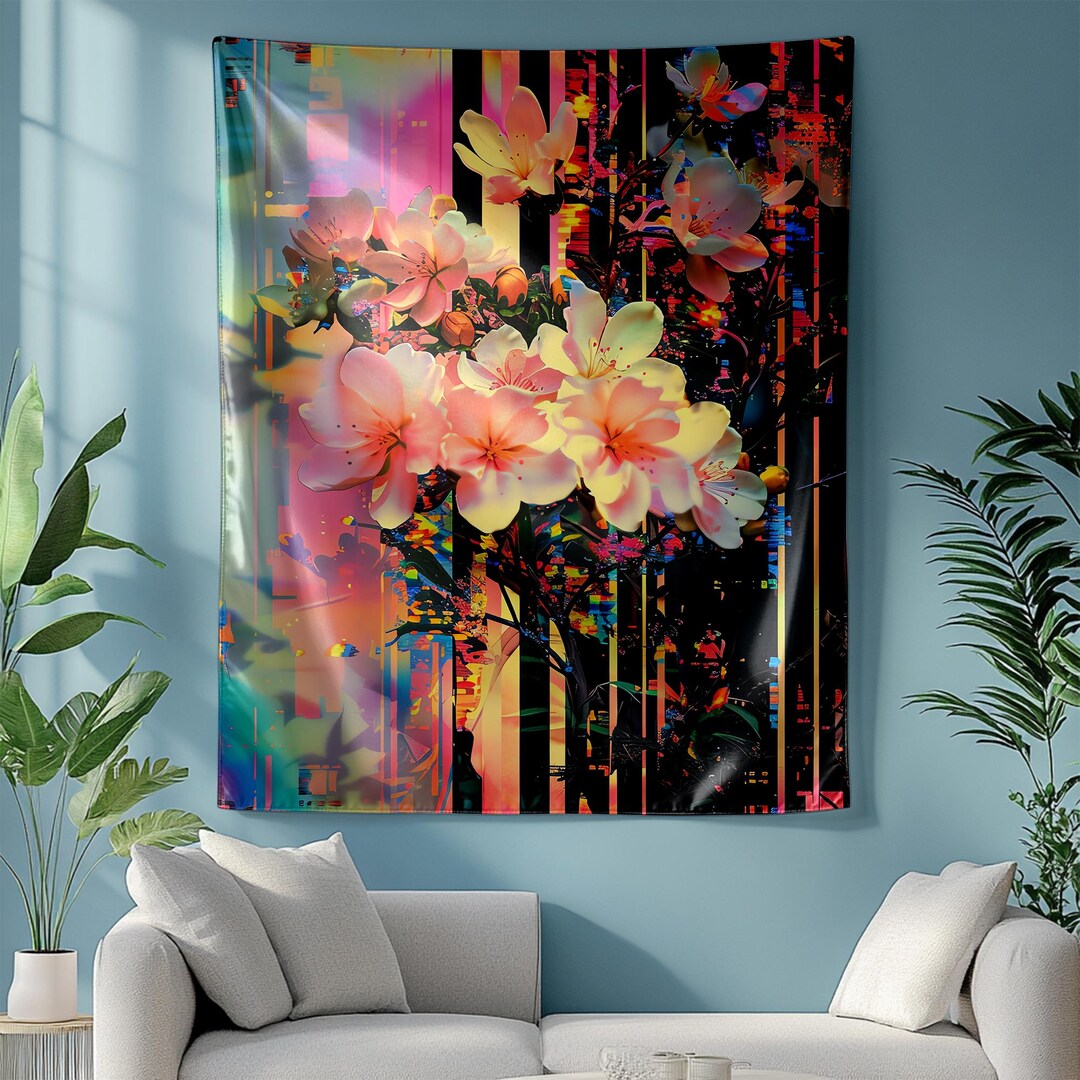 Vaporwave Flower Collage Poster | Neon Pastel Aesthetic | Dreamy Retro ...