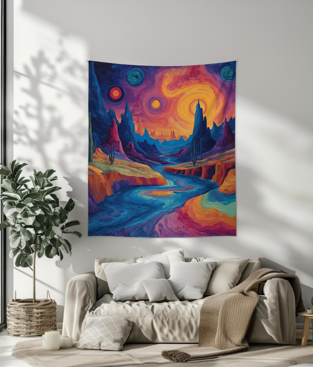 Psychedelic Desert River Art - Vibrant Colors, Warm Tones - Oil/acrylic ...