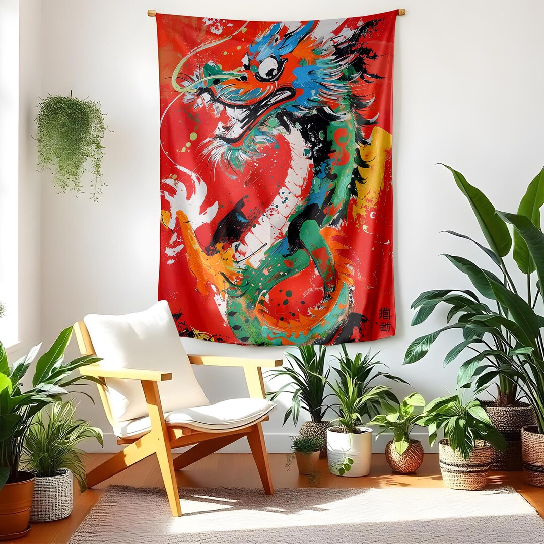 Colorful Dragon Art | Red Maximalist Expressionism | Acrylic Screen ...