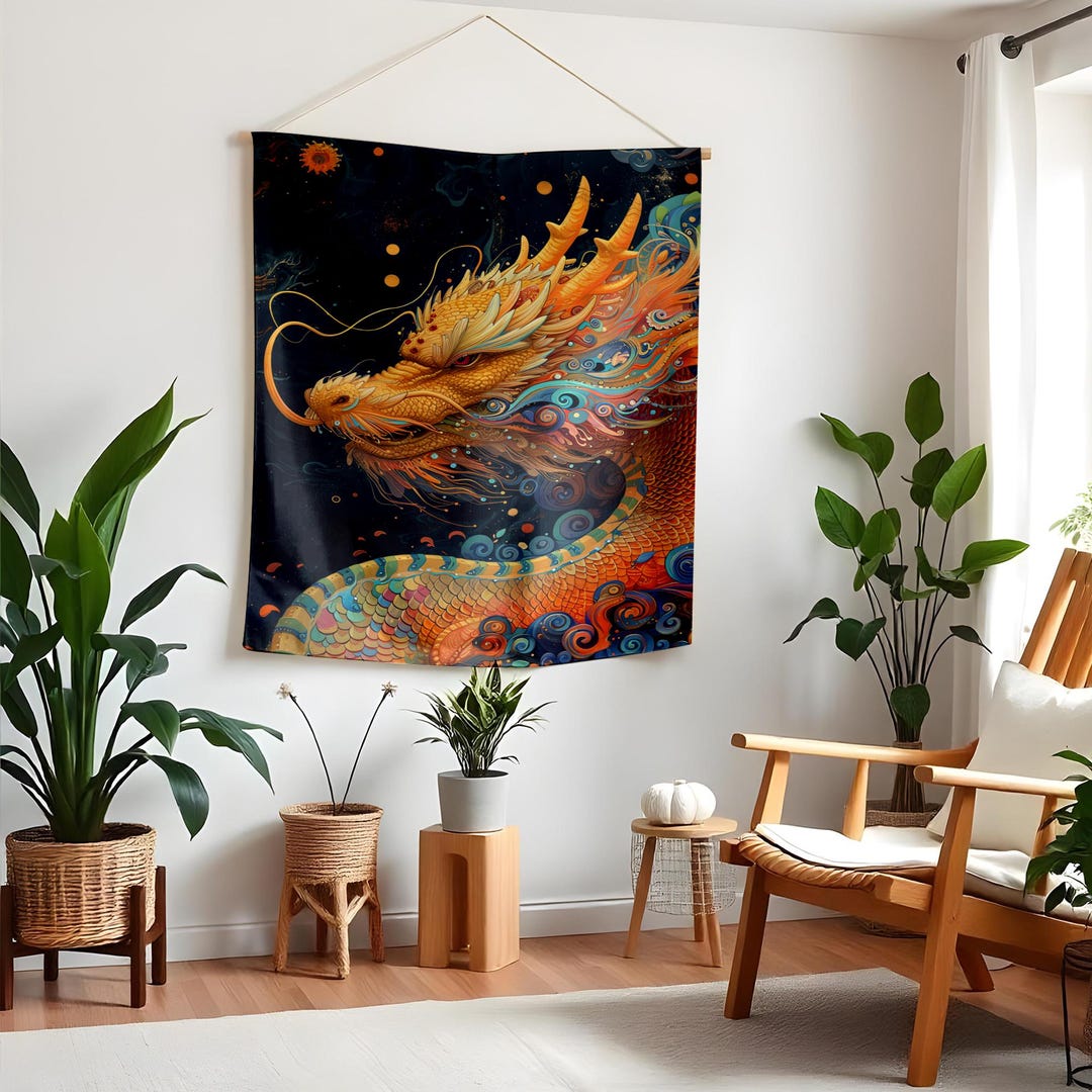 Maximalist Psychedelic Dragon | Airbrush Art Poster | Vibrant Warm ...