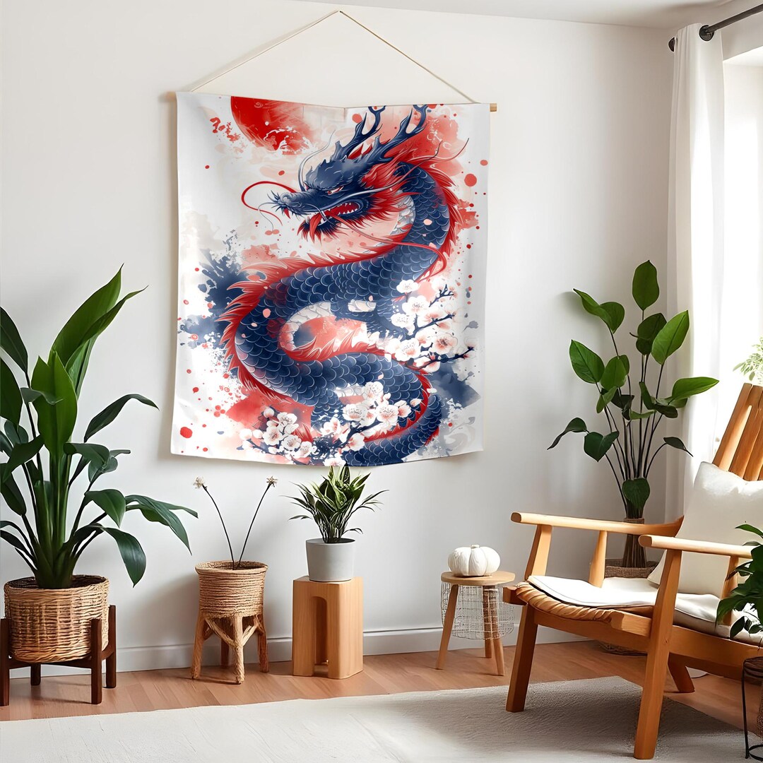 Blue Dragon | Paint Splatter | Full Moon | Maximalist Art ...