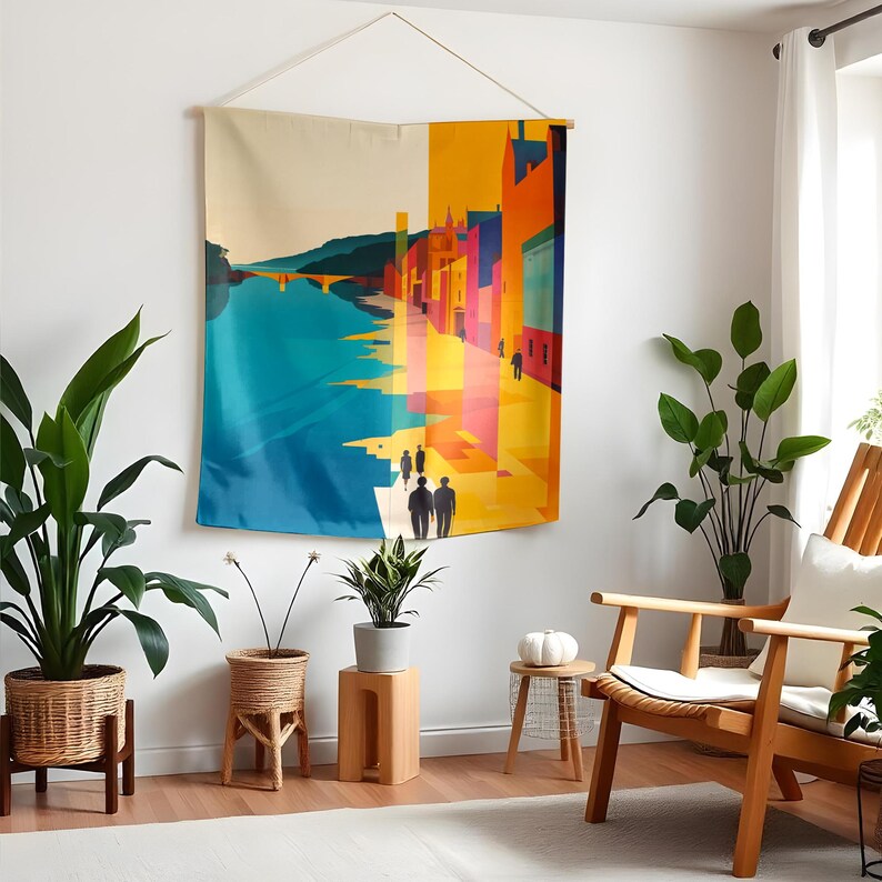 Mid-century Modern Street Scene Poster | Screen Print Art | Gouache ...