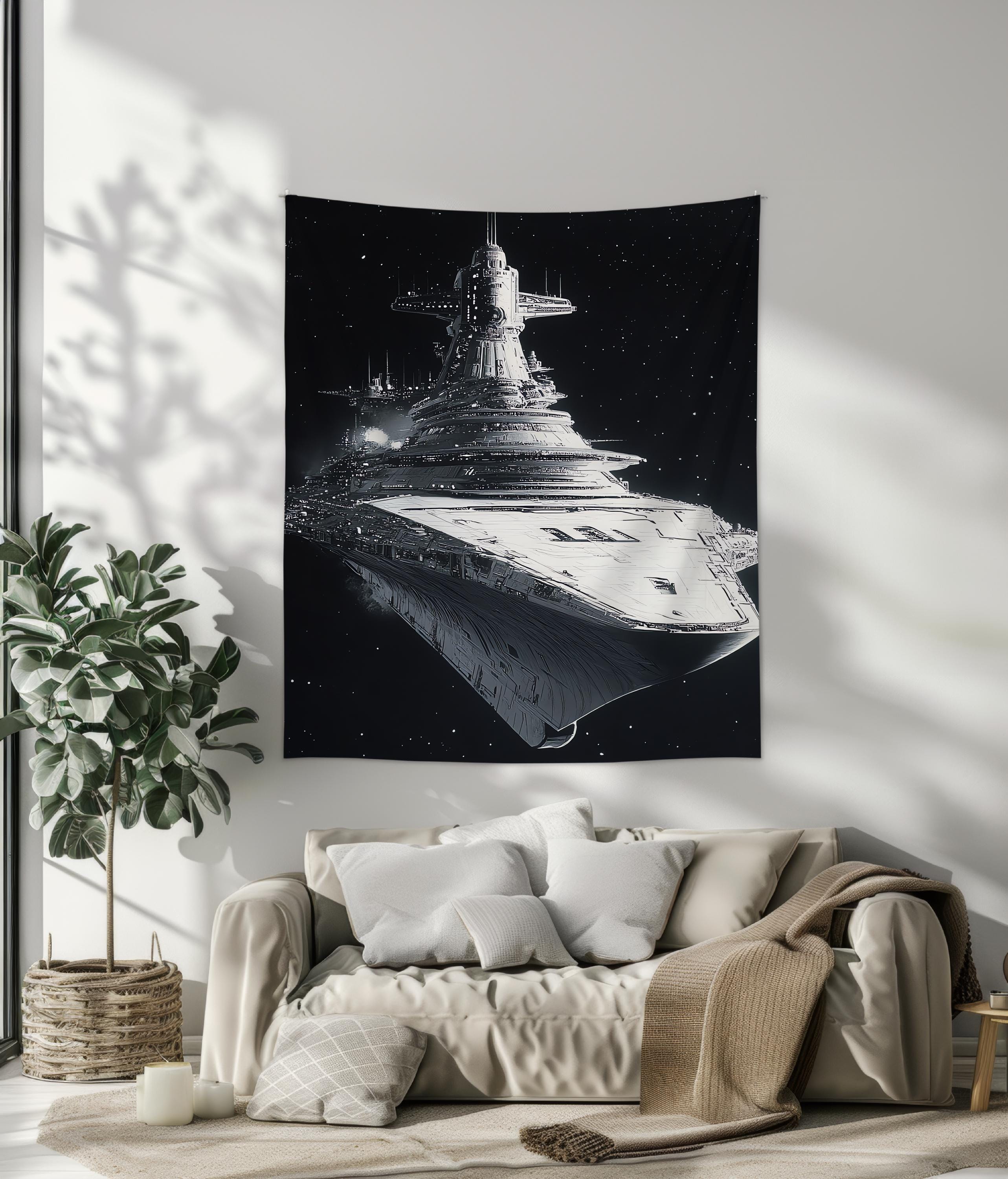 Star Destroyer Vessel | Night Sky Print | Photorealistic Retro-futurism ...