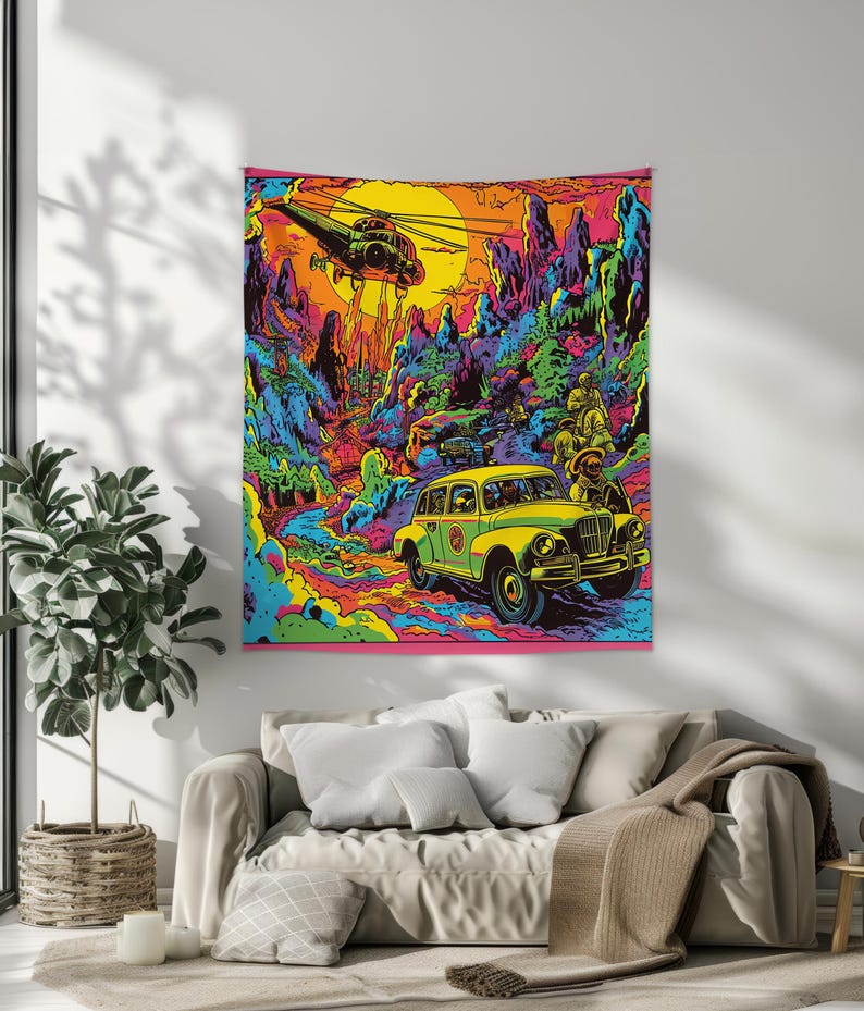 Psychedelic Retro-futurism | Car Helicopter Artwork | Vibrant Colors ...