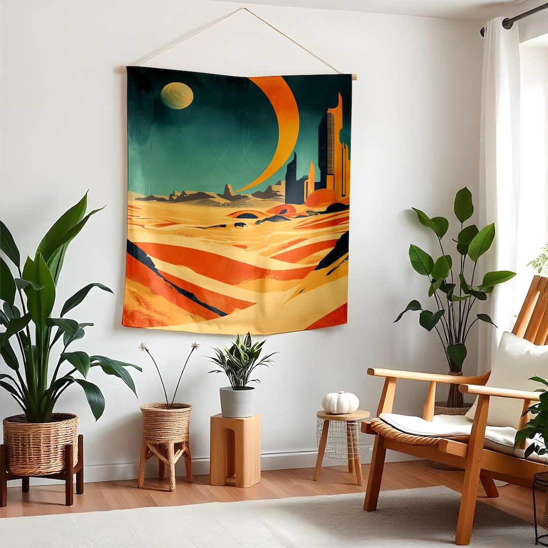 Desert Moon Sky | Retro-futurism Poster | Warm & Cool Tones | Cinematic ...