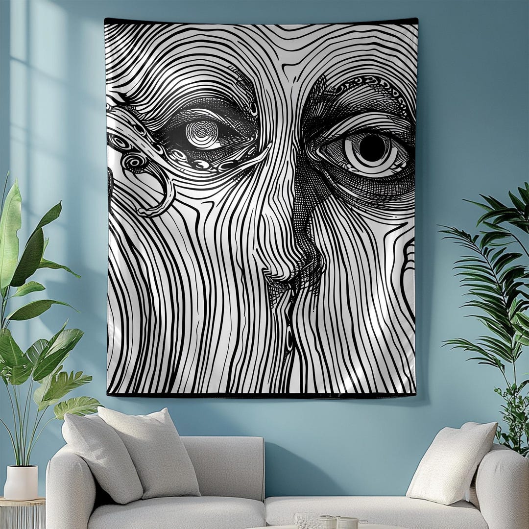 Psychedelic Surrealism | Woman's Face Print | Ink Drawing Digital Art ...