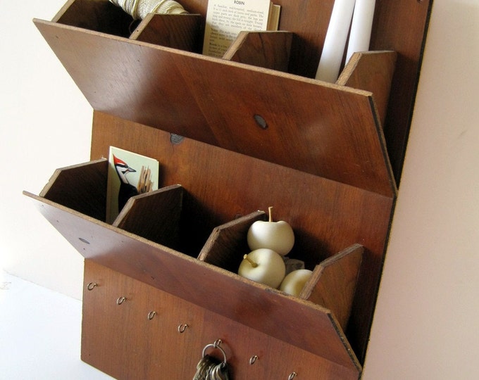 Mid Century Vintage Wood Wall Organizer Cubby - Etsy
