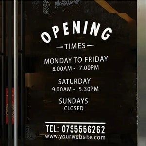 Customizable Hours Window Cling for Cafes, Bars,open,baking Shop Sign ...