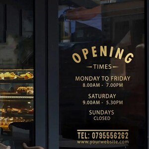 Customizable Hours Window Cling for Cafes, Bars,open,baking Shop Sign ...