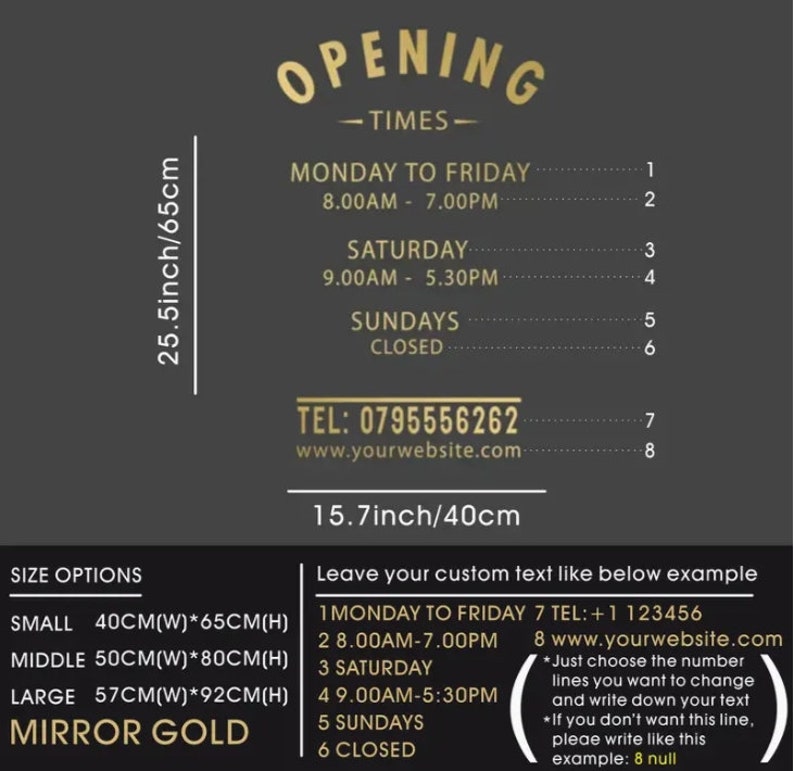 Customizable Hours Window Cling for Cafes, Bars,open,baking Shop Sign ...