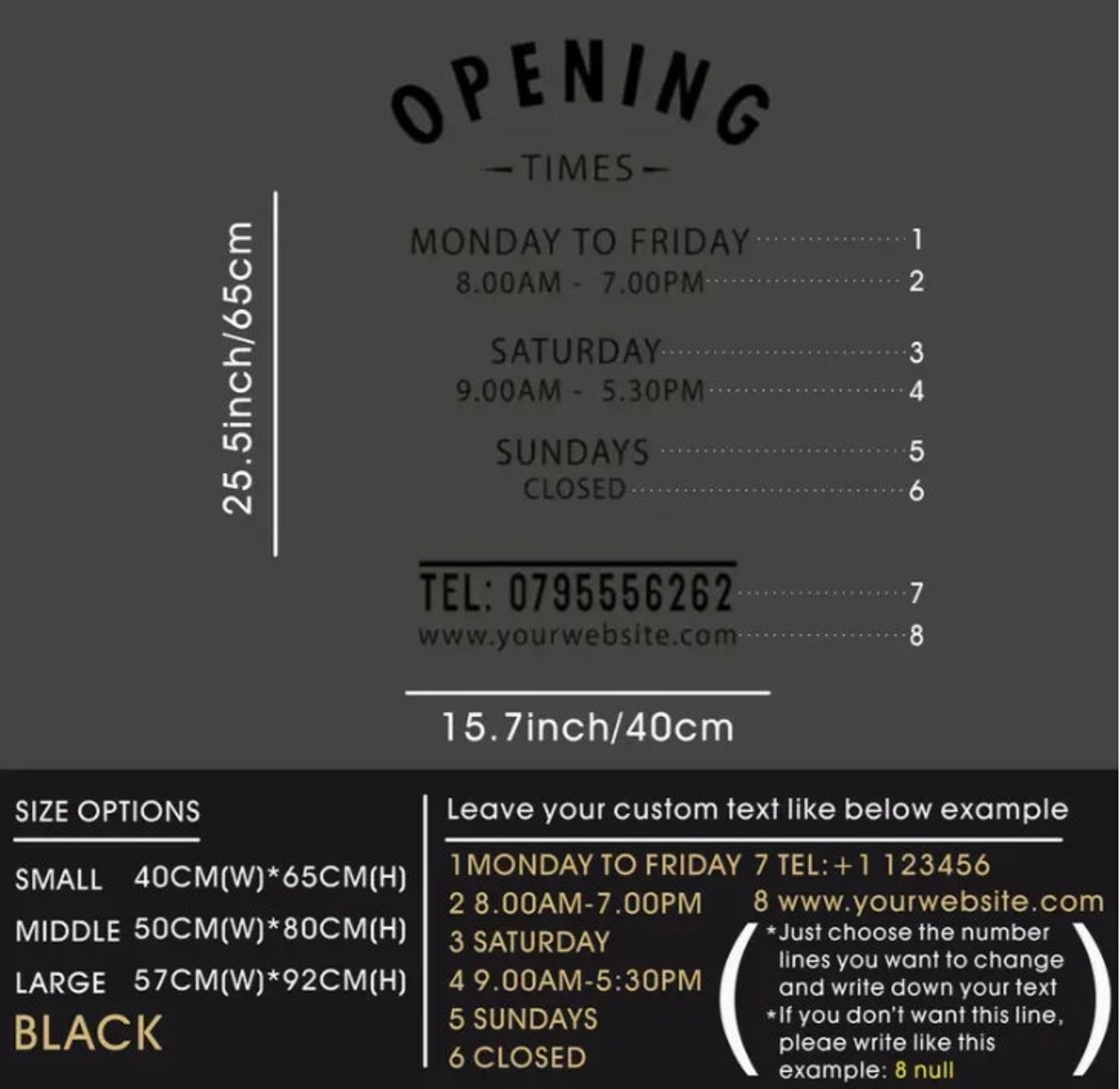 Customizable Hours Window Cling for Cafes, Bars,open,baking Shop Sign ...