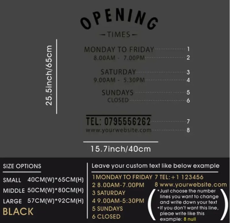 Customizable Hours Window Cling for Cafes, Bars,open,baking Shop Sign ...