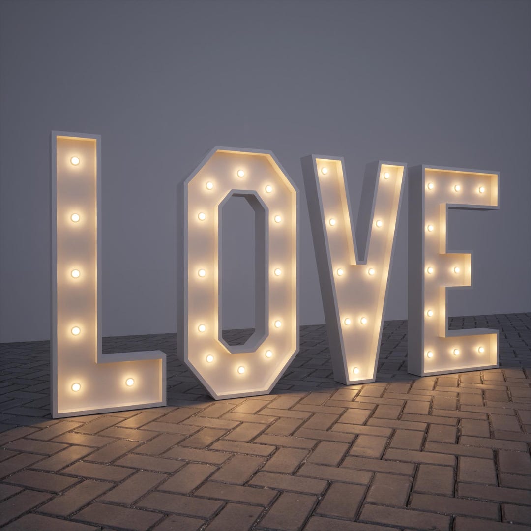 Custom LOVE Marquee Letters - 3D Light up Wall Decor - Romantic Bedroom ...
