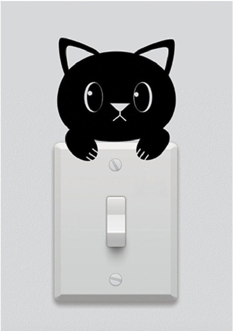 Cat Peeking Light Switch Decal, Wall Decal, Cat Decal, Room Decor, Wall ...